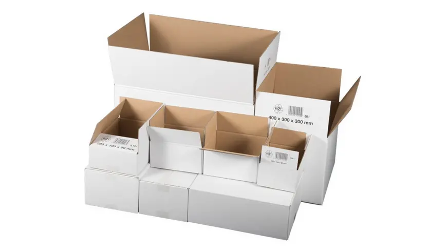 Faltkarton weiß | in vielen Größen | FEFCO 0201 | packster.de